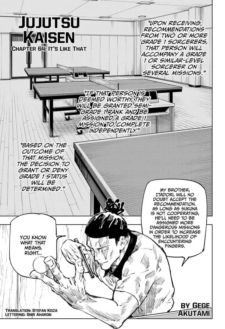Jujutsu Kaisen Chapter 64: Sorcerer Rank Promotion Rules Revealed