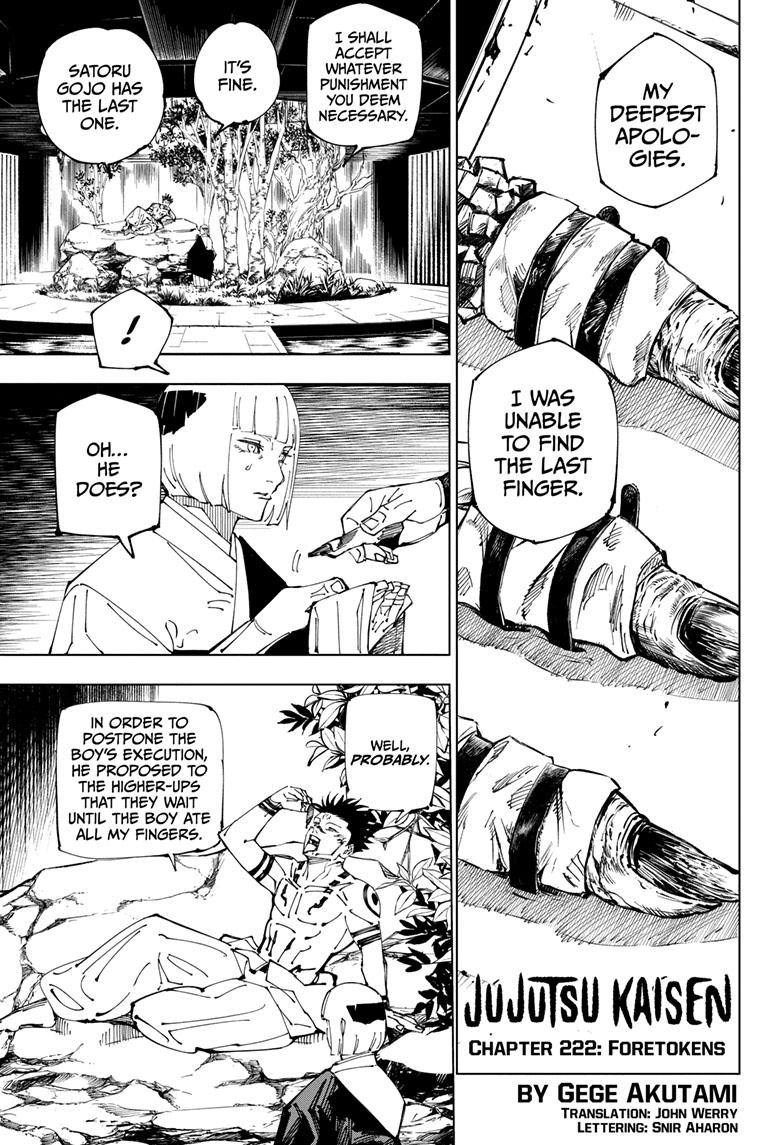 Jujutsu Kaisen Chapter 222 Recap: Sukuna’s Power-Up & Gojo’s Reflection